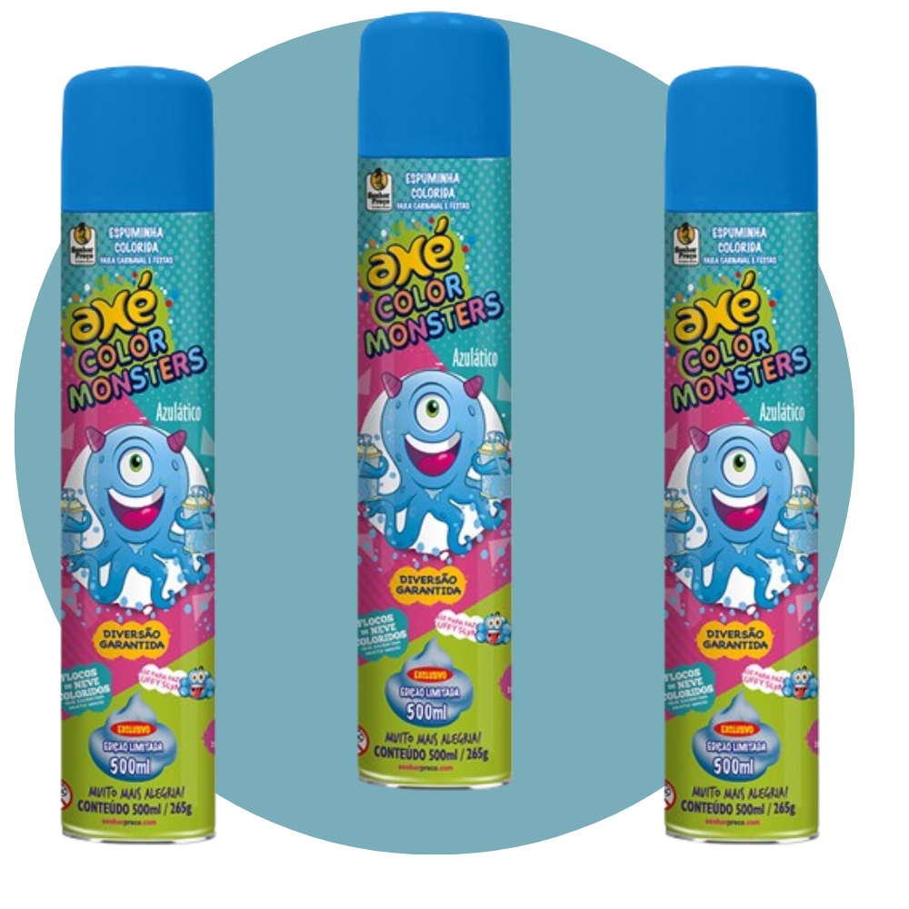 Kit 3 Espuma de Carnaval Colorida Neve Azul 500ML | Shopee Brasil