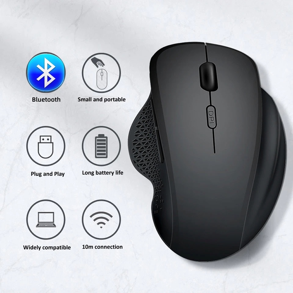 6 Botões Rato Ergonômico Mouse Sem Fio Bluetooth Para Computador Gamer Recarregável PC | Shopee ...