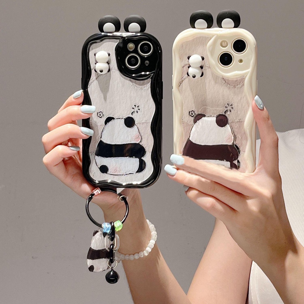 Orelha 3D Casal Fofo Panda Pingente De Cauda De Pelúcia Para Samsung ...