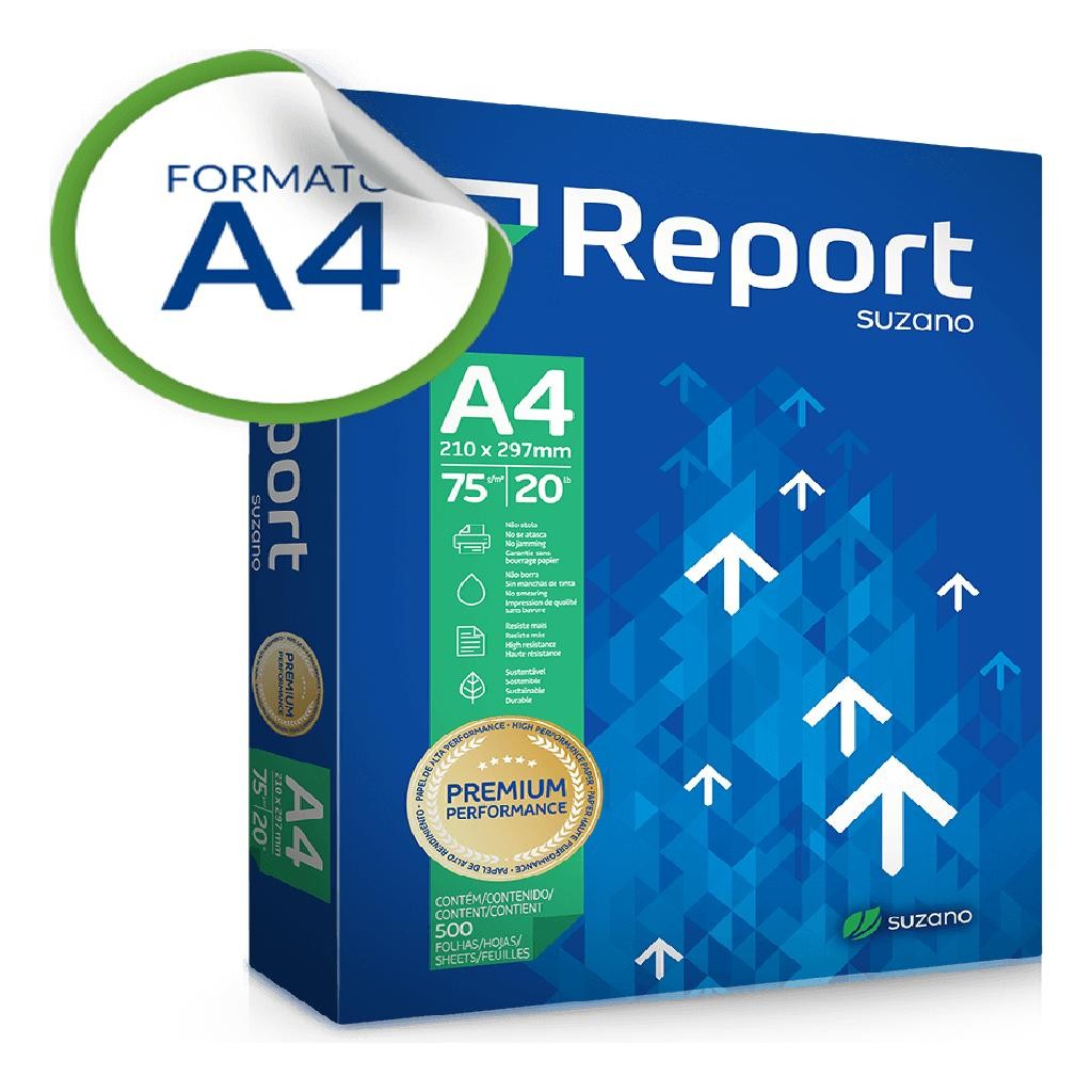500 Folha De Papel 21x29,7cm Sulfite A4 75g Impressão Report | Shopee Brasil