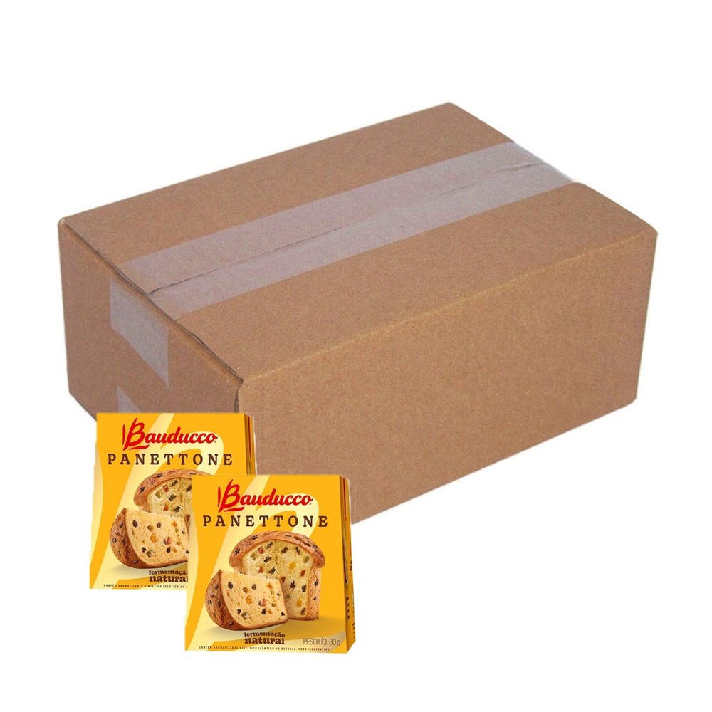 Kit Natal 12 Ou 24 Mini Panetone Bauducco 80g Gotas De Chocolate Ou