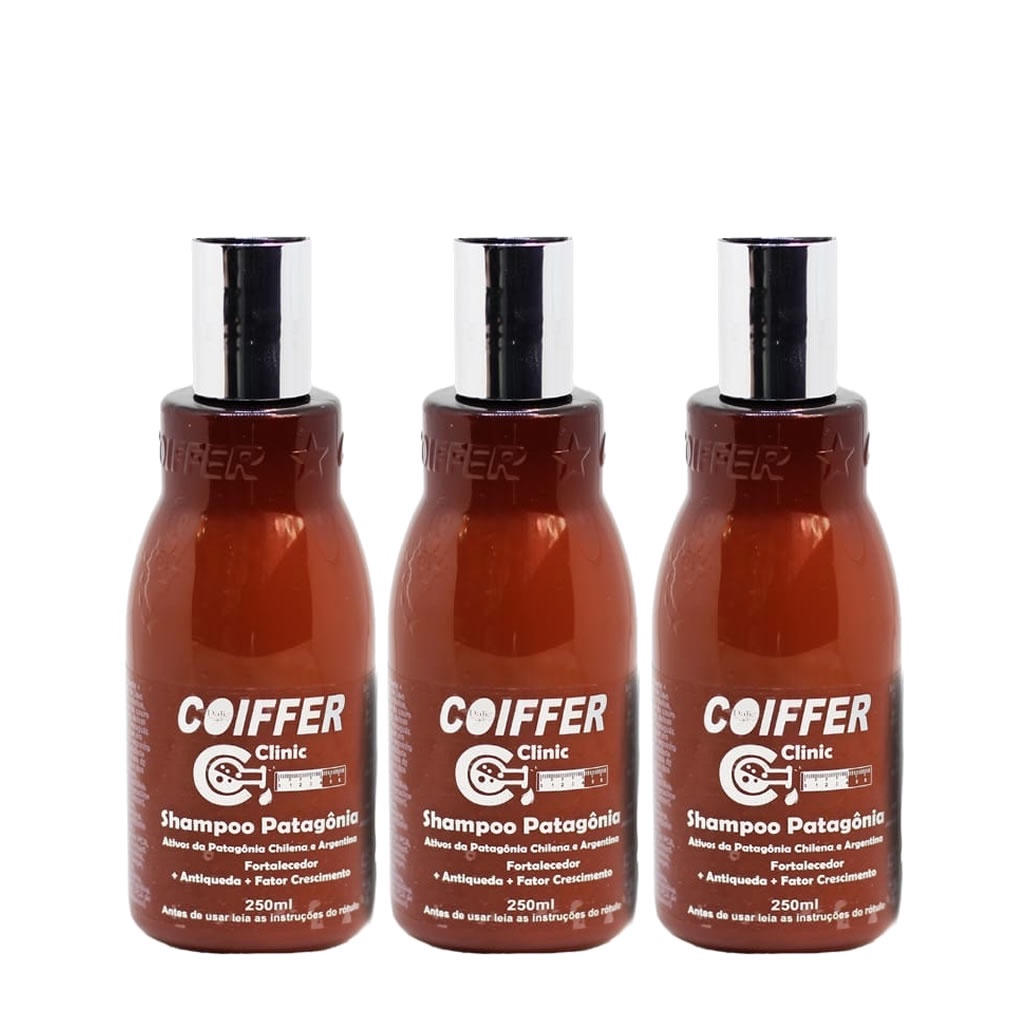 KIT 3 UNIDADES - SHAMPOO PATAGONIA COIFFER 250ML | Shopee Brasil