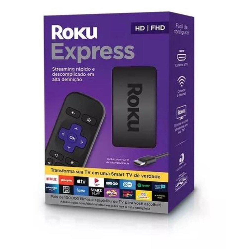 Roku Express Streaming Player Full Hd Hdmi Usb Com Controle | Shopee Brasil