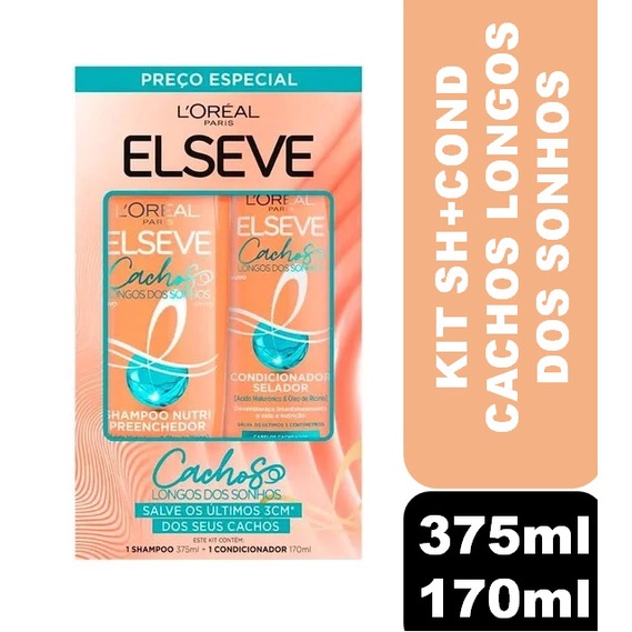 Kit Shampoo 375ml + Condicionador 170ml Elseve Cachos Longos dos Sonhos ...
