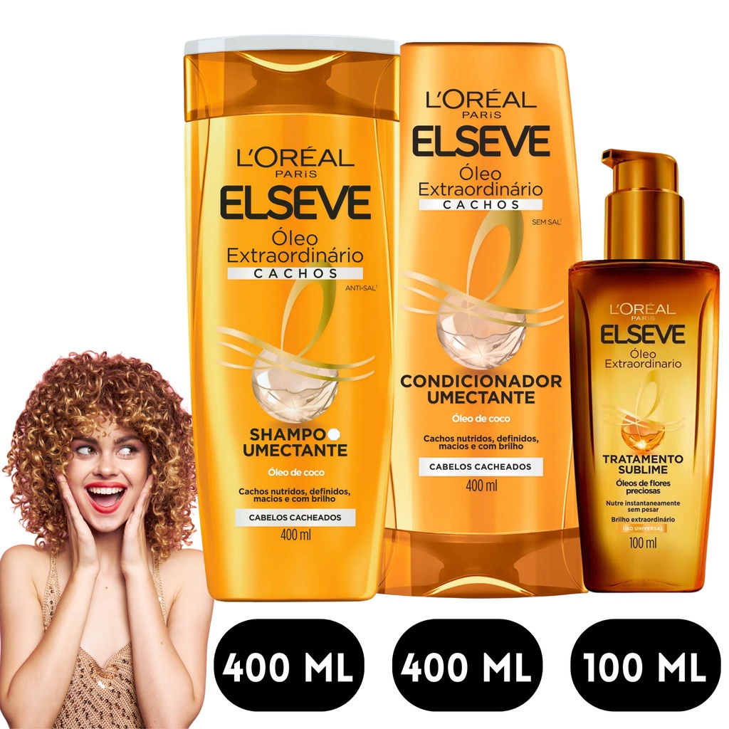 Kit 400ml Elseve Oleo Exraordinário Cachos Tratamento Nutri | Shopee Brasil