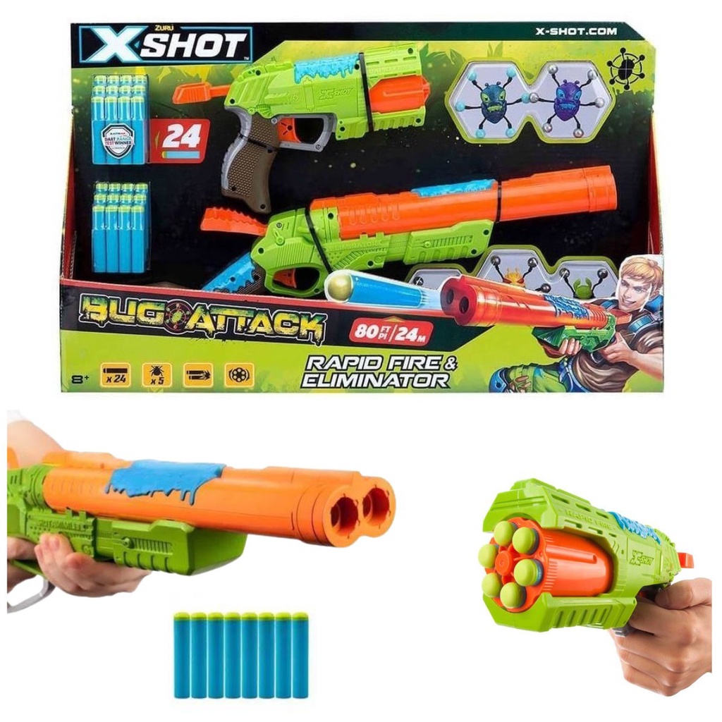 X-shot Bug Attack Lançador Dardo Pack Shotgun E Rapid fire | Shopee Brasil