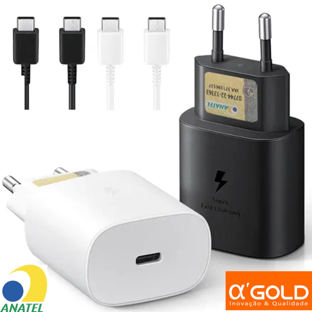 Carregador Tipo C TURBO Original S20 FE S21 Plus S22 S23 Ultra A32 A50 A51 A52 A53 A54 A70 A71 ...