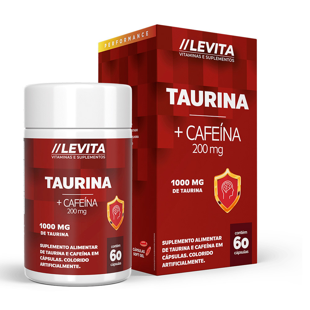 Taurina 1000mg + Cafeína 200mg - Desempenho Máximo - Levita | Shopee Brasil