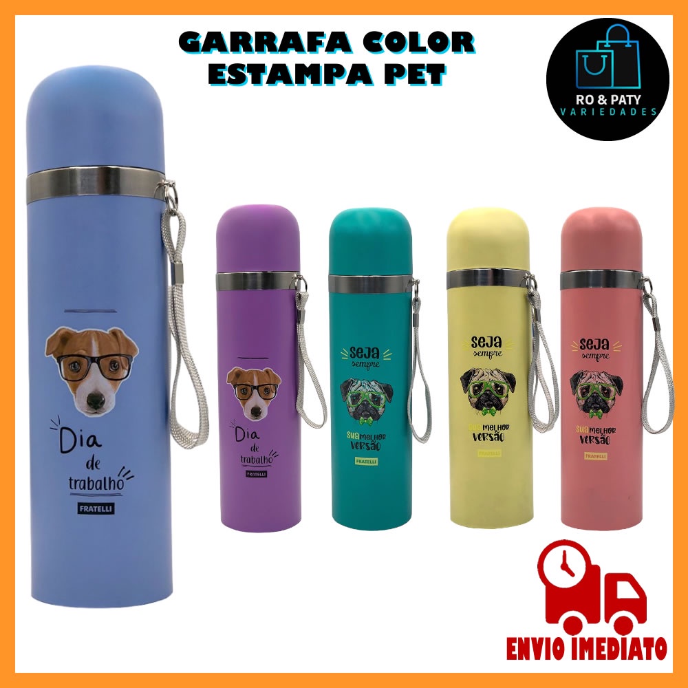 Garrafa Color Estampa Pet Inox 480ml | Shopee Brasil