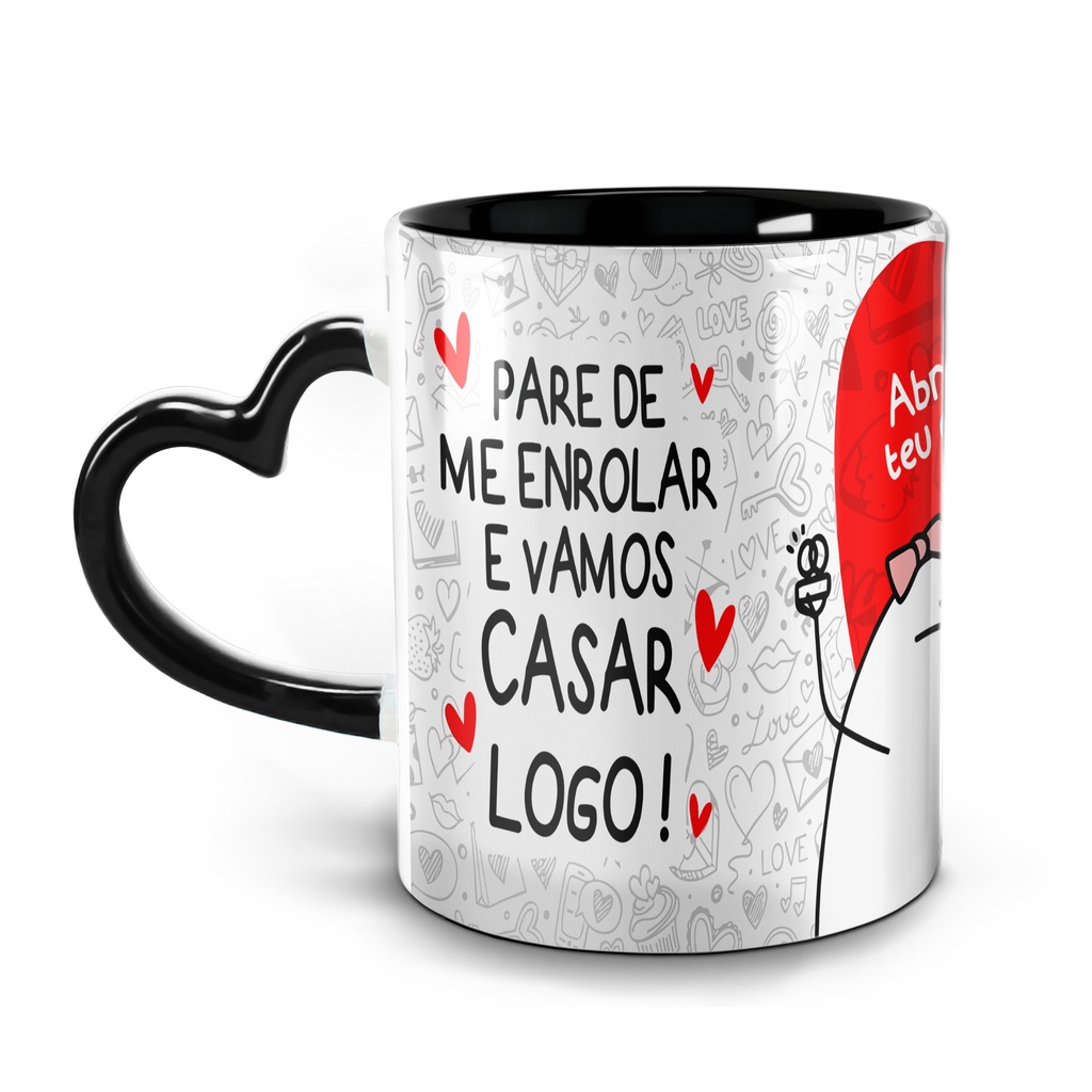 Caneca Alça Coração Preta - Meme Flork Vamo Casar Logo | Shopee Brasil