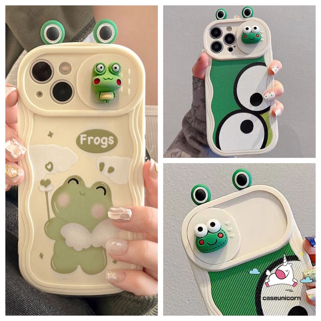 Capa Protetora Cute Angel Green Frog Push Pull Compatível com iPhone 11 ...