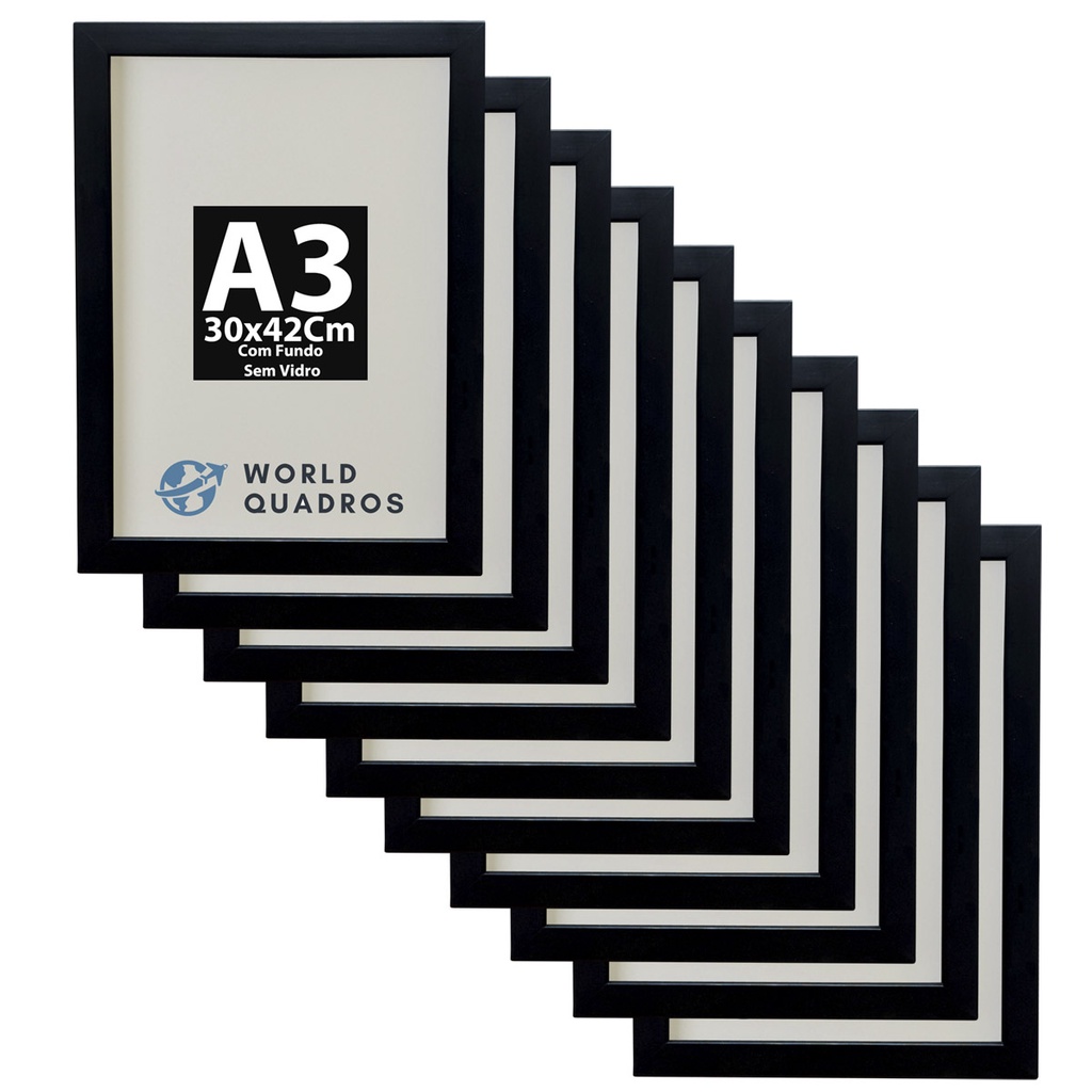 Kit 10 Moldura A3 30X42Cm Com Fundo Para Quadros Diplomas Certificados Fotos | Shopee Brasil