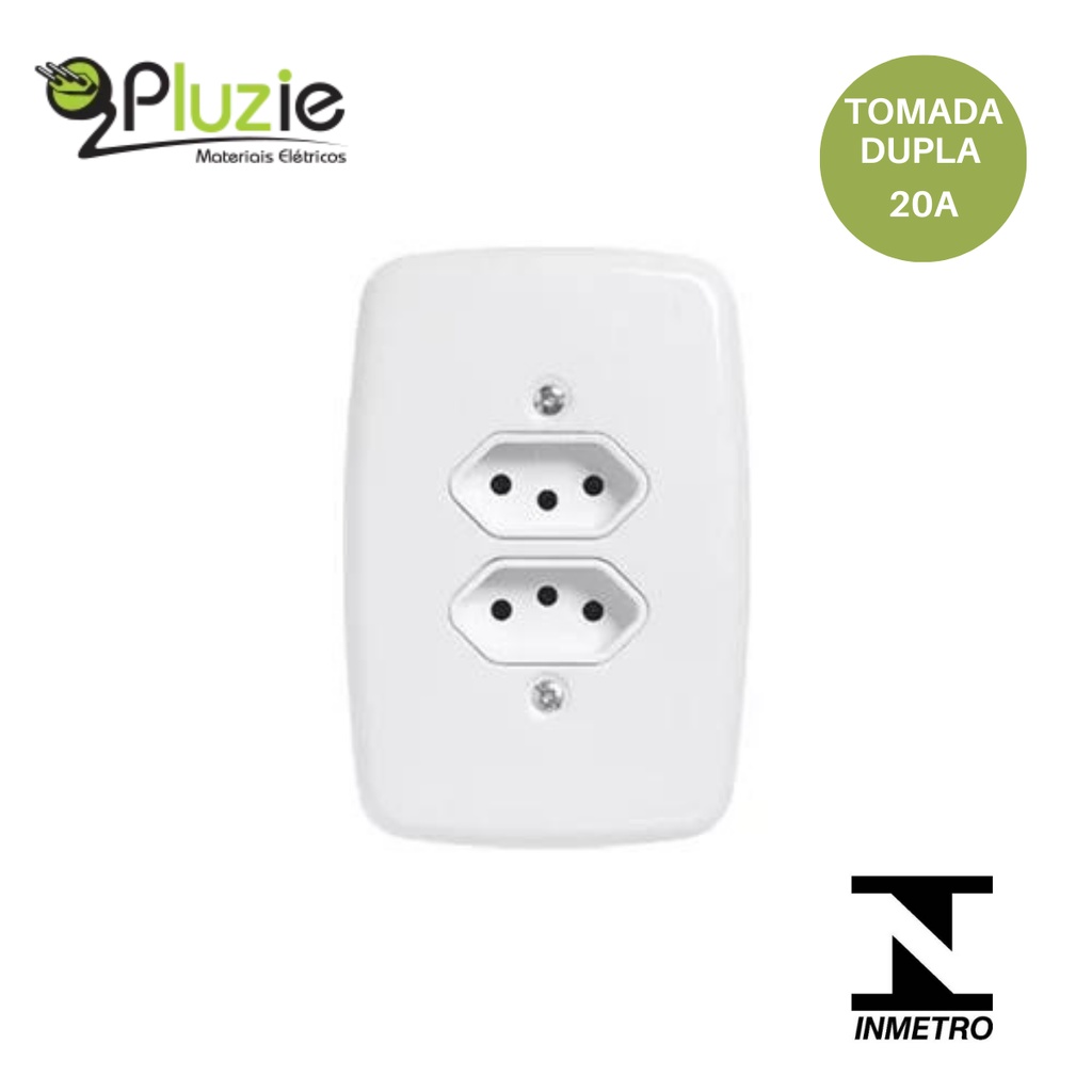 Tomada Dupla 20A 2P+T 250V Branca Com Espelho 4x2 | Shopee Brasil