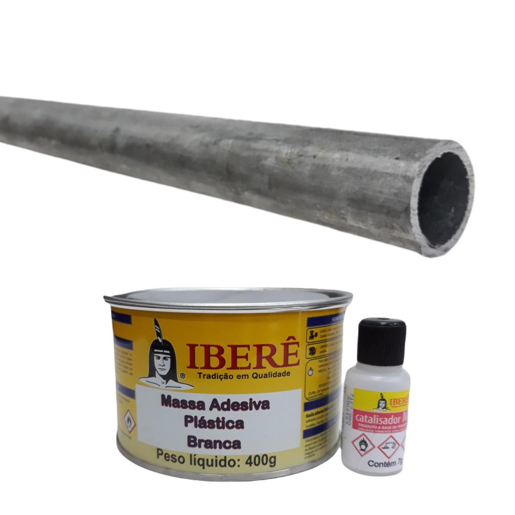 Tubo Galvanizado 3/4 X 60cm +1 Massa Ibere Branca Cano Ferro Chumbar Na ...