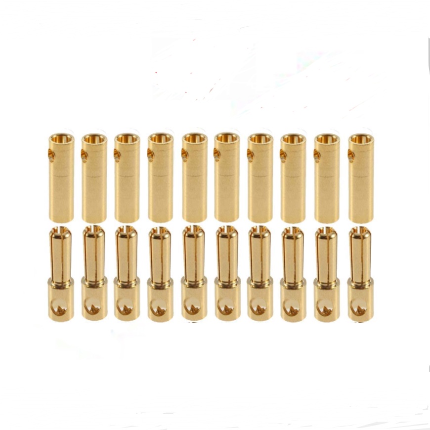2/5/10 Pares Revestidos A Ouro 5.0mm Banana Plug Bullet Macho Fêmea Conector Para Bateria RC ...