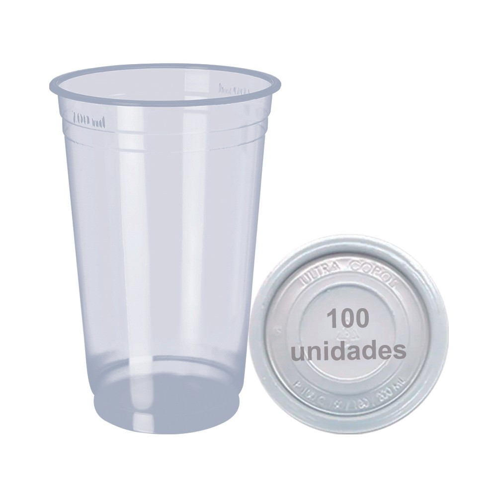 Copo Descartável 300ml 330ML Liso 100 Unidade C/Tampa S/furo Suco Chopp Refrigerante | Shopee Brasil