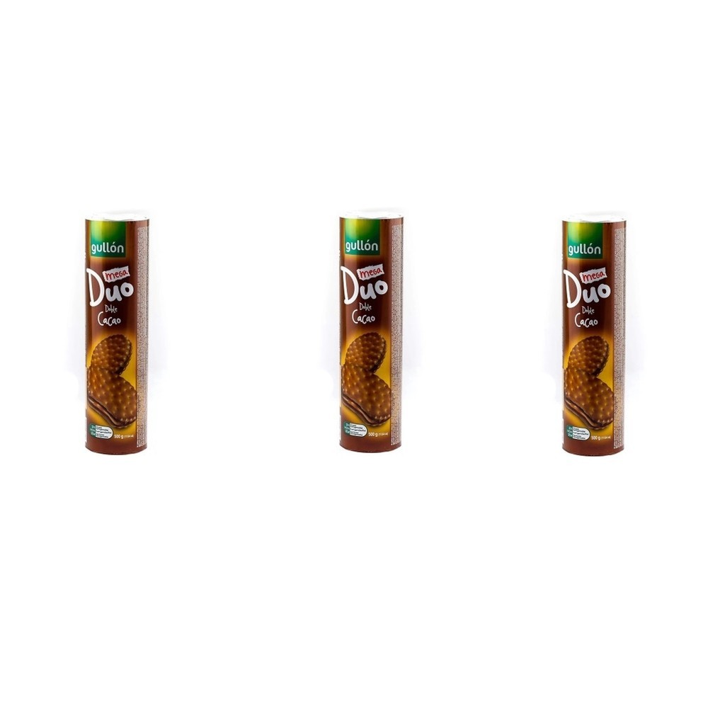 03 Biscoitos Mega Duo Double Cacao Gullón 500g cada Espanha | Shopee Brasil