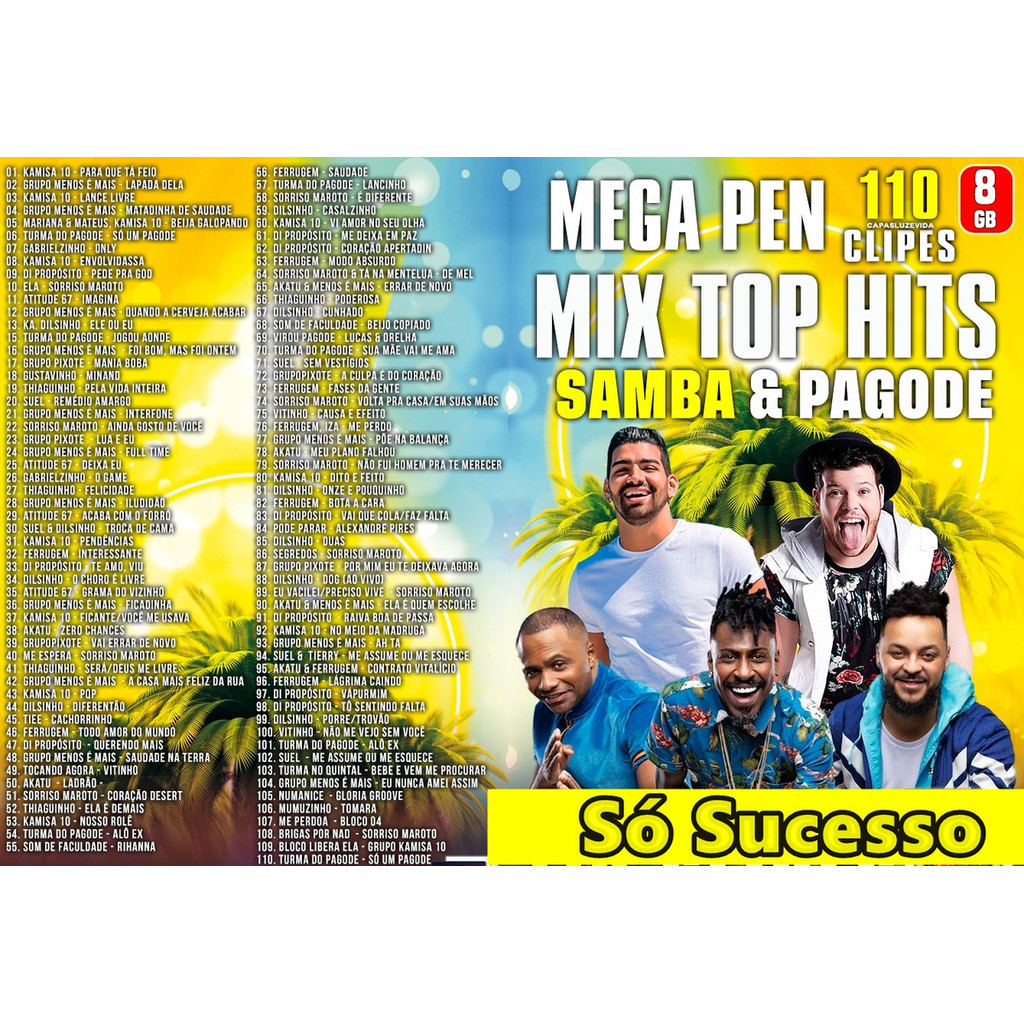 Mega Pen Drive Sucesso Mix Samba E Pagode 8 Gigas | Shopee Brasil