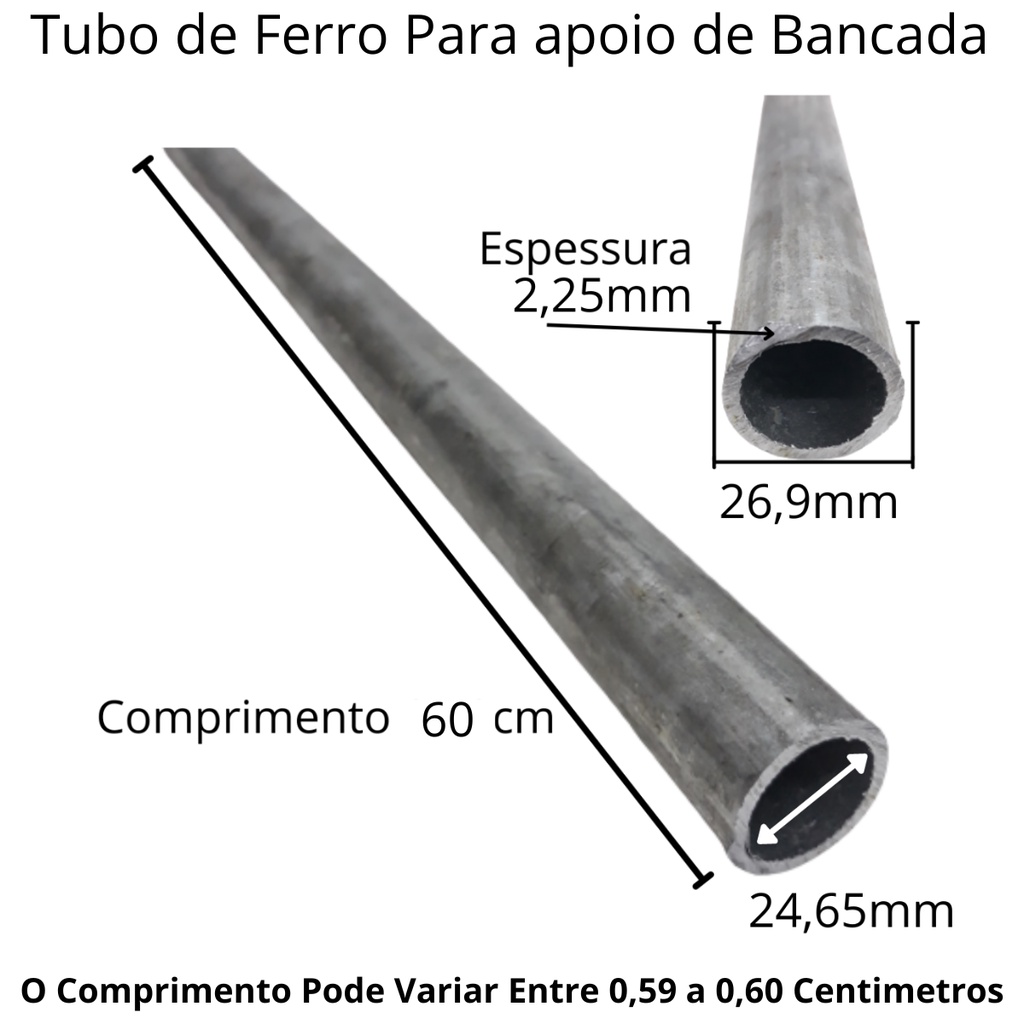 Tubo Galvanizado 3/4 x 60cm Cano De Ferro De Chumbar Na Parede Fixar ...