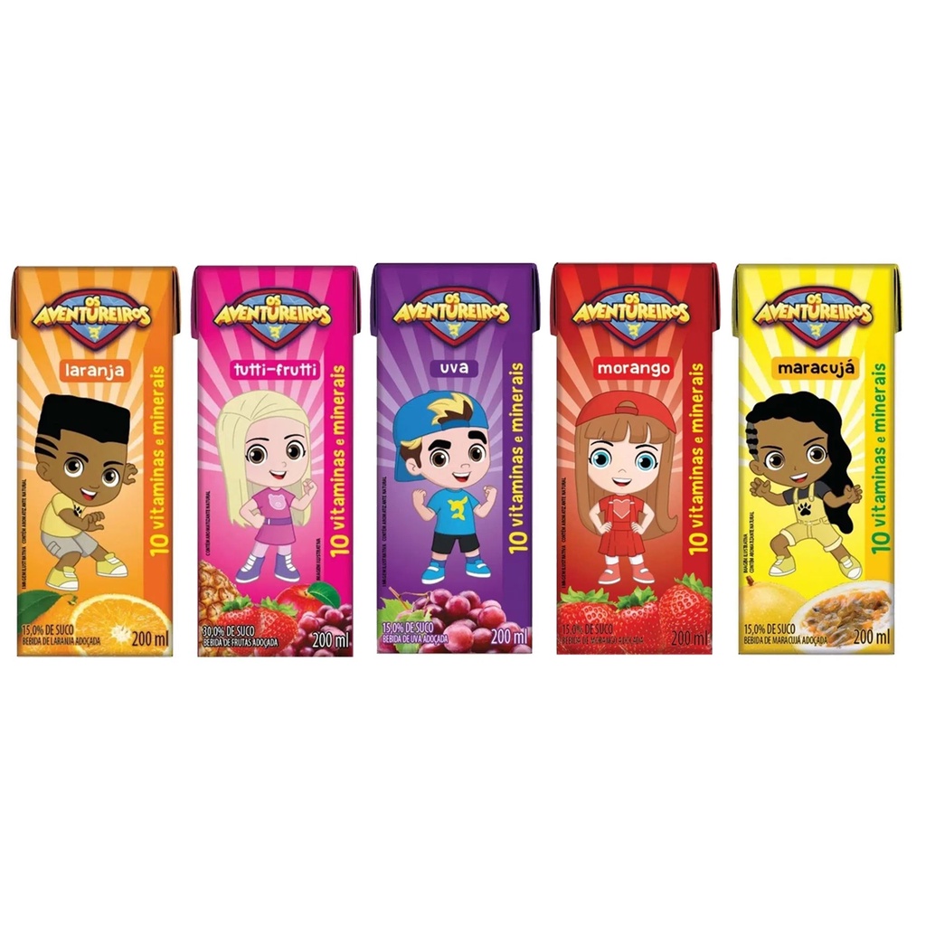 Kit 5 Sucos Luccas Neto Os Aventureiros 200ml Cinco Sabores | Shopee Brasil