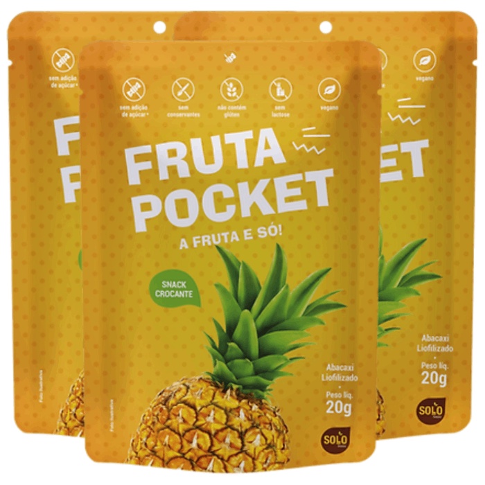 Abacaxi Liofilizado Fruta Pocket 100% Natural contendo 3 pacotes de 20g ...
