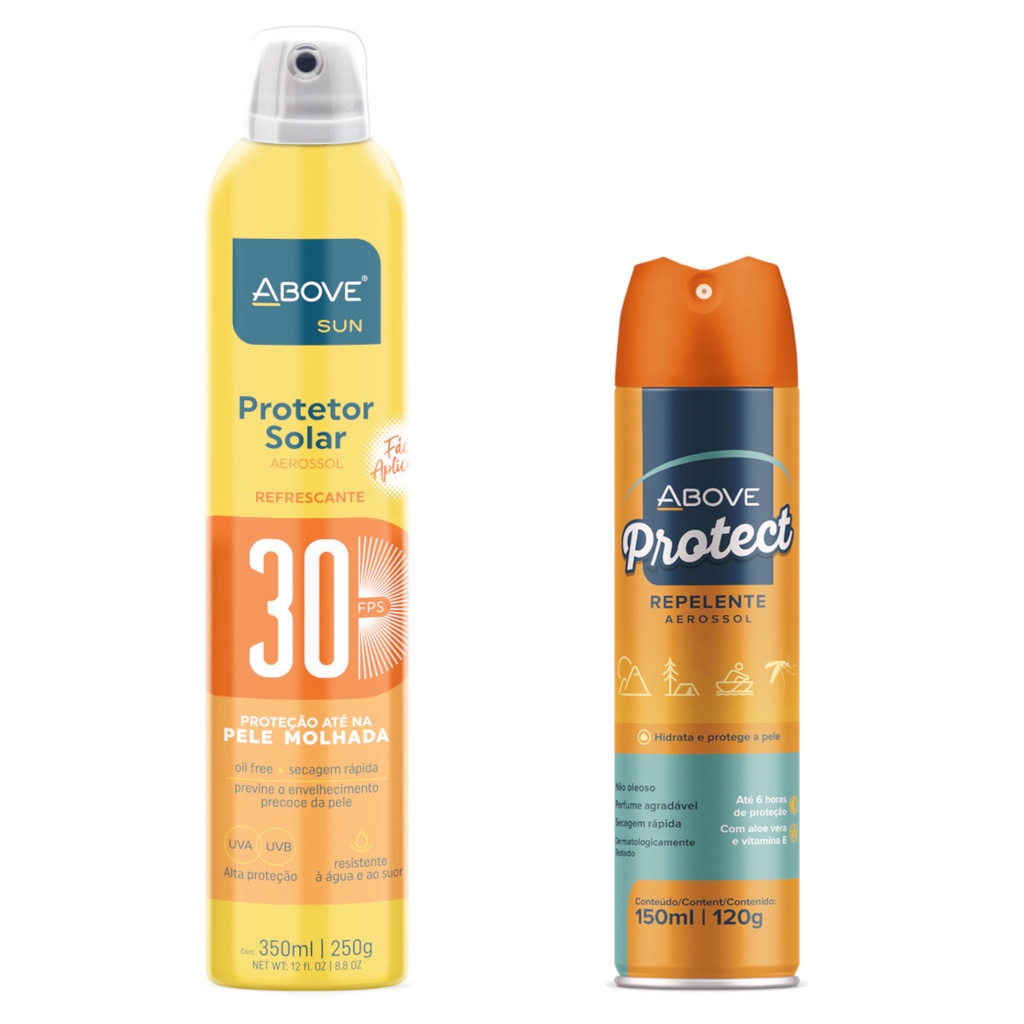Protetor Solar Fps 30 350ml + Repelente De Insetos Spray 150ml Above ... Protetor Solar Fps 30 350ml + Repelente De Insetos Spray 150ml Above ...