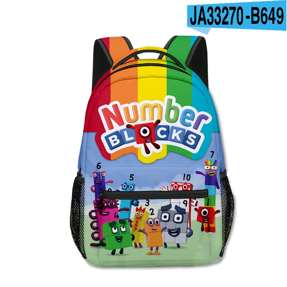 Numberblocks Crianças Mochila Digital Impresso School Bag Kids Shoulder ...