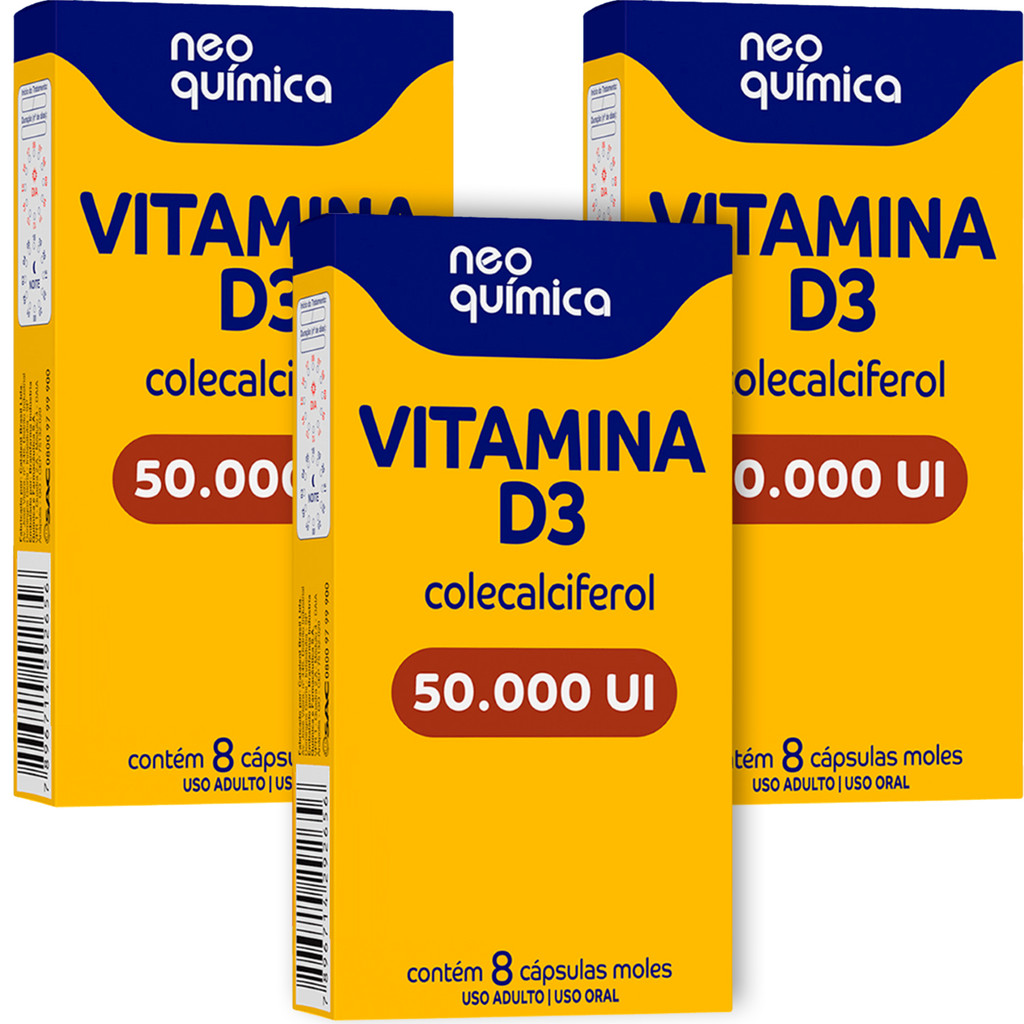 Vitamina D3 50.000 UI Neo Química - 8 Cápsulas Moles | Shopee Brasil
