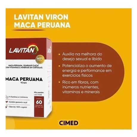Kit 5 Lavitan Maca Peruana 60 Capsulas Sabor Sem Sabor | Shopee Brasil