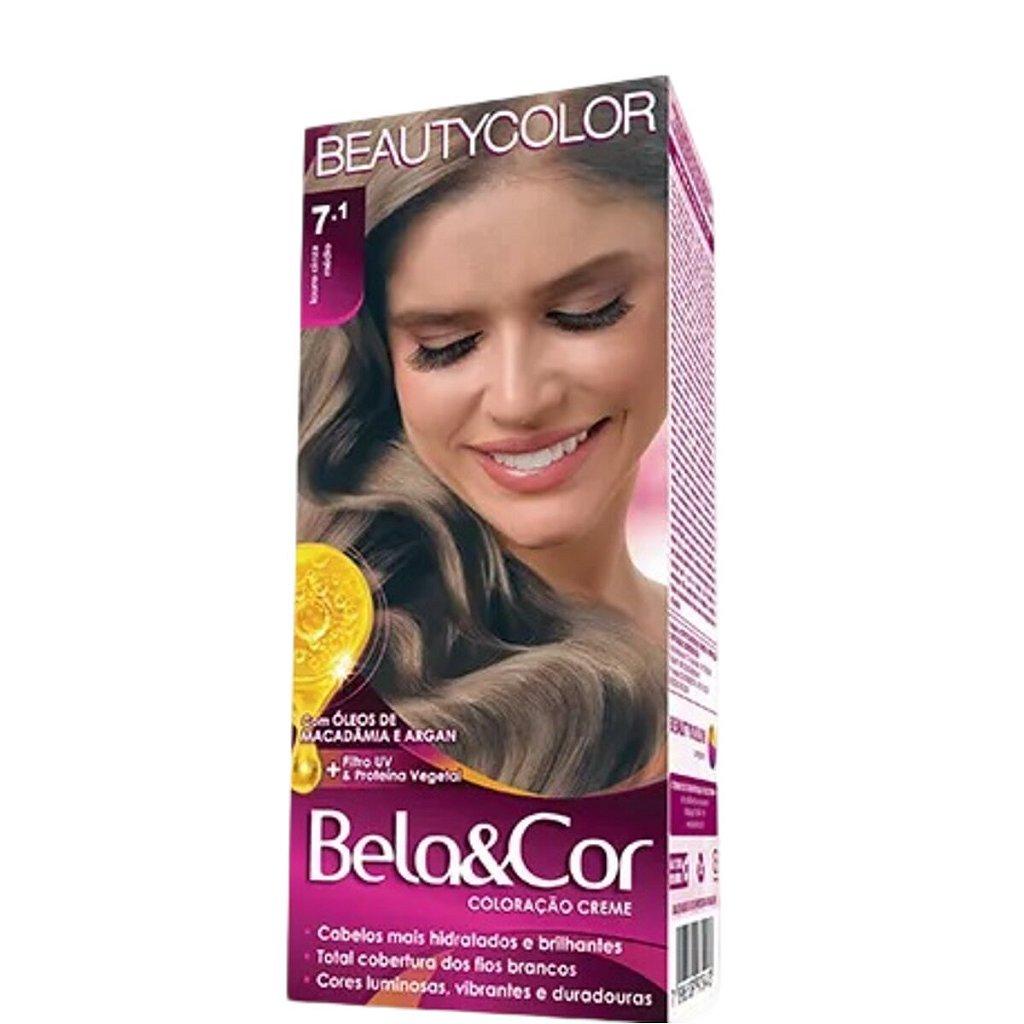 Tinta Beauty Color Kit Bela&Cor Coloração 7.1 Louro Cinza Médio ...