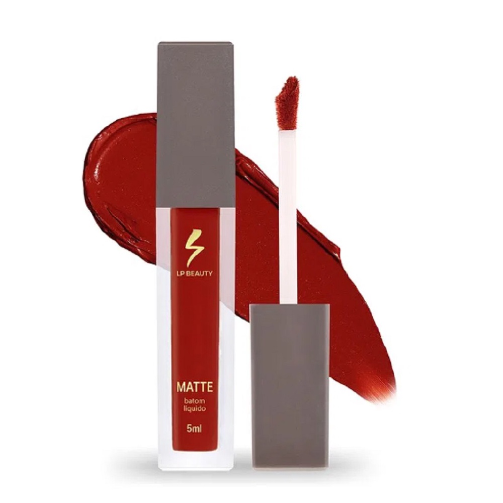Batom liquido matte LP Beauty Leticia de Paula cor CARMIM | Shopee Brasil