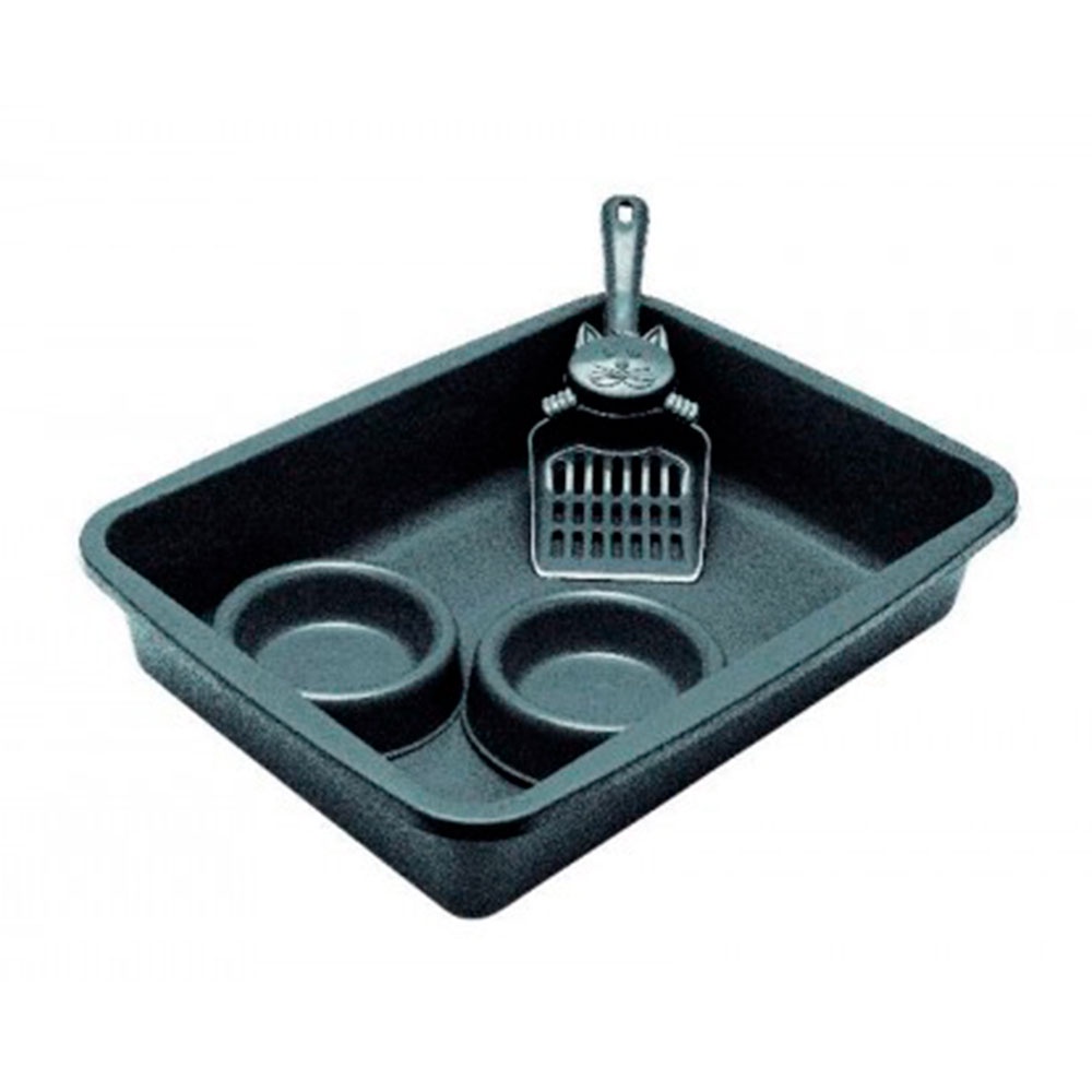 Kit Gato Bandeja Higiênica, Comedouro e Pá Preto Tudo Pet | Shopee Brasil