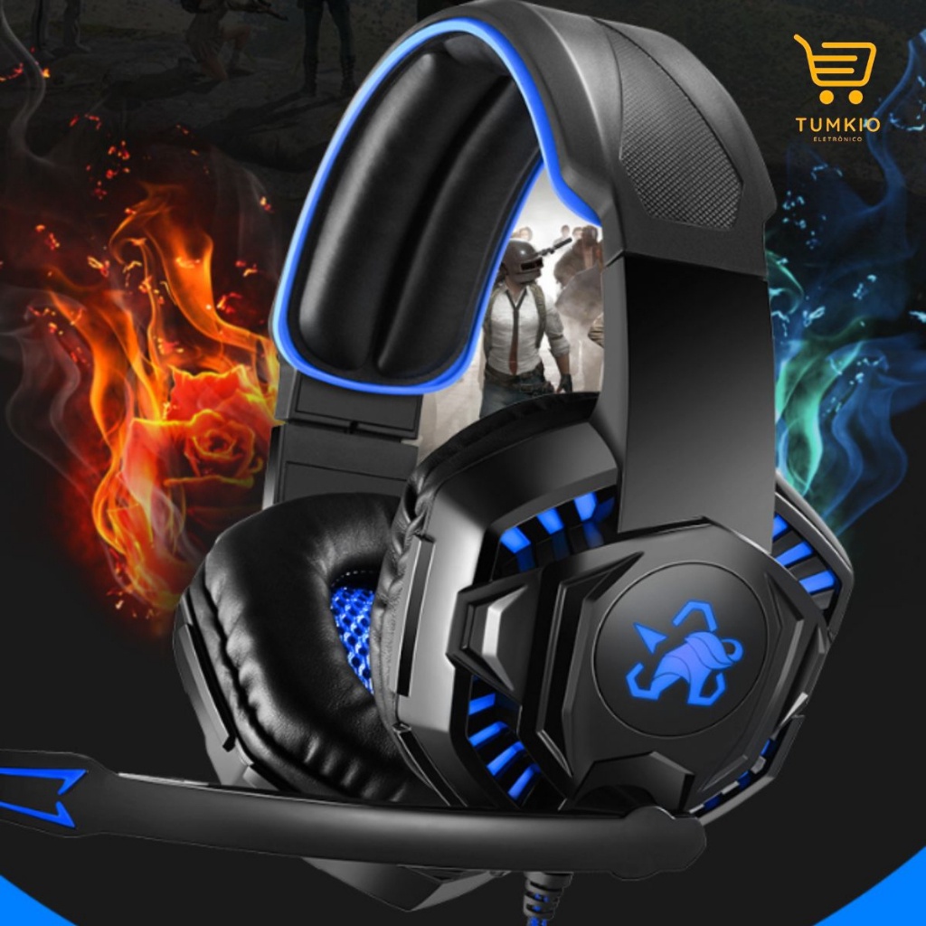 Headset Gamer Fone de ouvido HeadPhone Com Microfone Profissional para PC jogos | Shopee Brasil