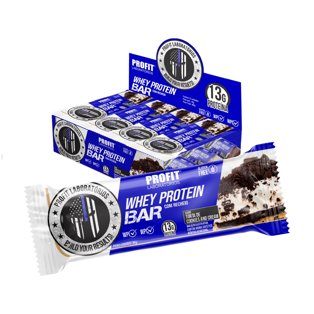 Whey Protein Bar Caixa C/12 Cookies and Cream Profit | Shopee Brasil