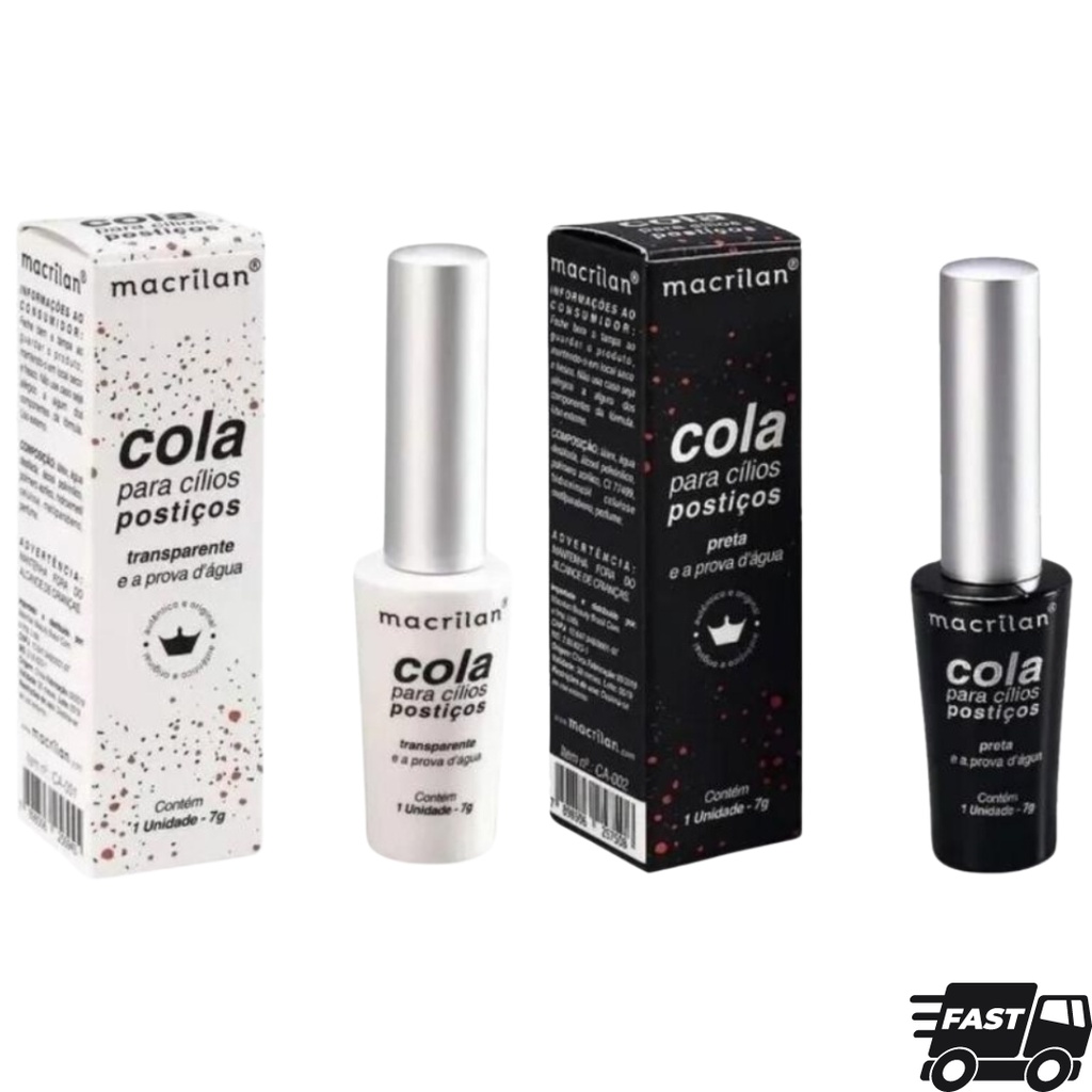 Cola Para Cílios Postiços Macrilan A Prova D'água Transparente e Preto ...