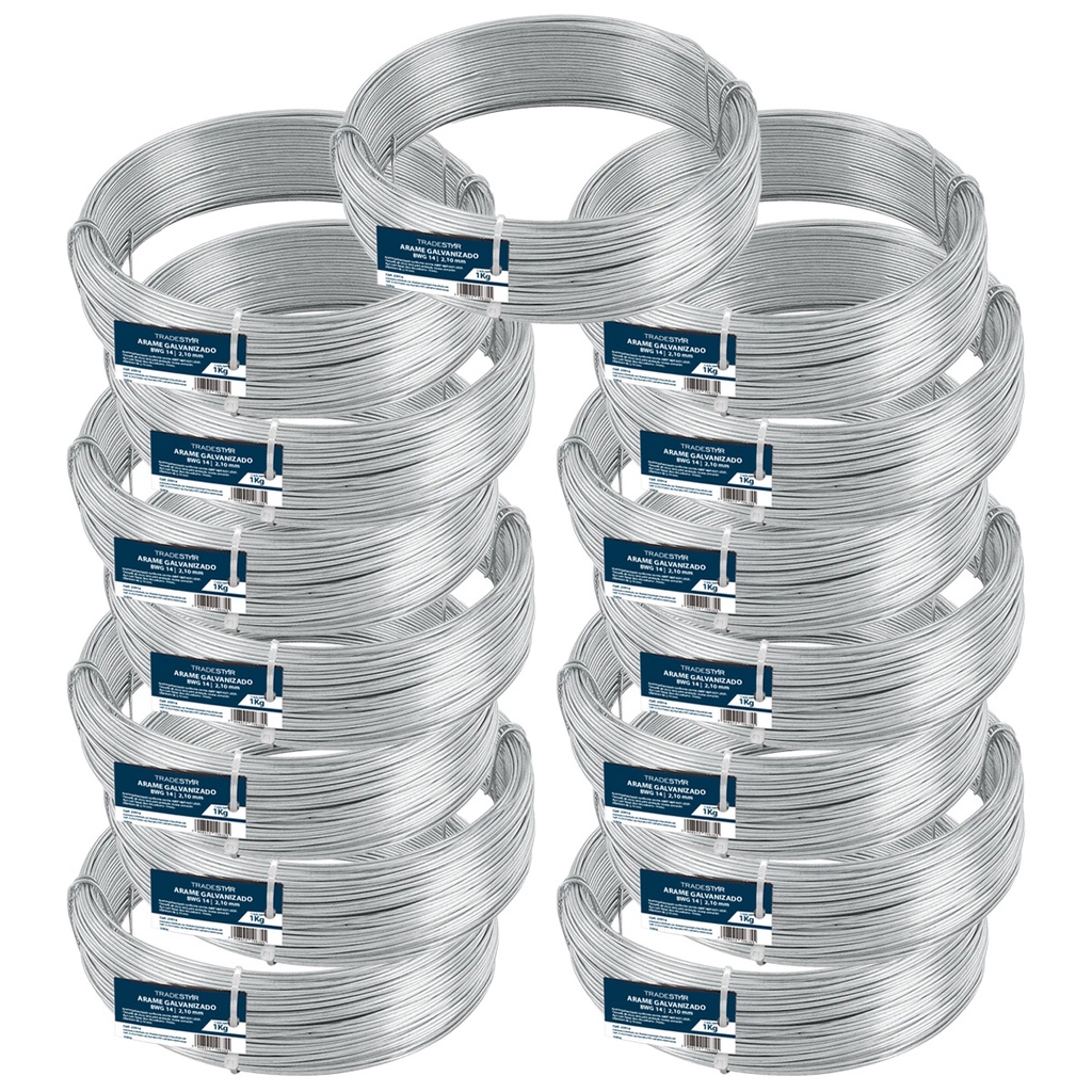 Kit c/ 15 Arame Galvanizado Nº14 Bwg 14 Fio 2,10MM Liso 1kg | Shopee Brasil