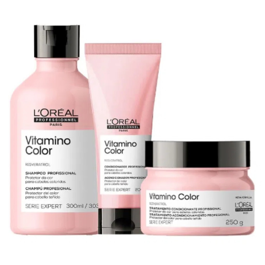 Loréal Kit Vitamino Color Sh 300m + Cond 200ml + Masc 250g | Shopee Brasil
