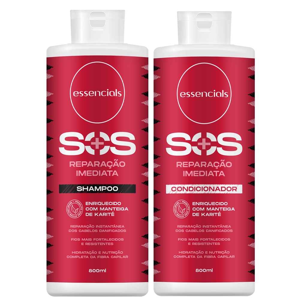 ESSENCIALS KIT SOS SHAMPOO E CONDICIONADOR RECONSTRUÇÃO ( 2X800ML ...