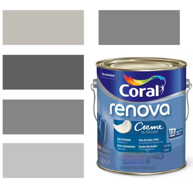 Tinta de Parede Acrílica Coral Renova - Cores Cinza 3,2L | Shopee Brasil