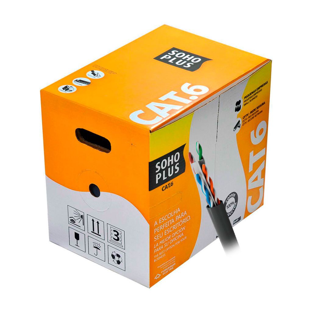 Cabo de Rede Furukawa Sohoplus CAT.6e U/UTP 24AWGX4P CMX Cinza - 305m | Shopee Brasil