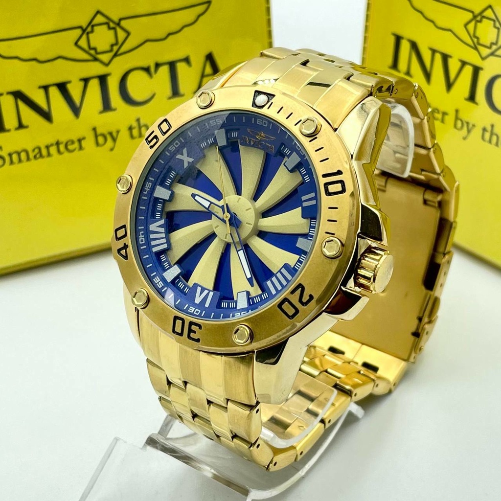 Relógio Invicta Masculino SpeedWay Dourado Catraca Giratoria | Shopee Brasil