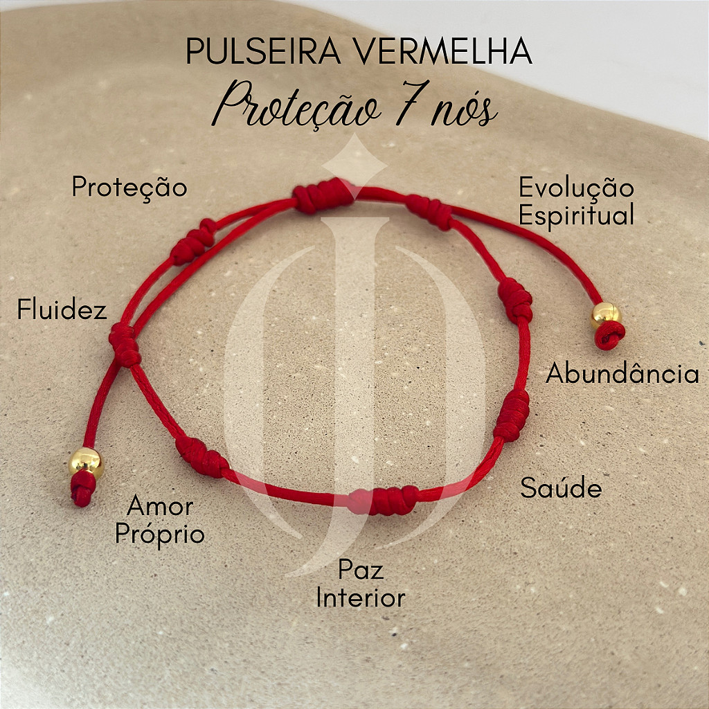 Pulseira 7 Nós Vermelha Ajustável Proteção Kabbalah | Shopee Brasil