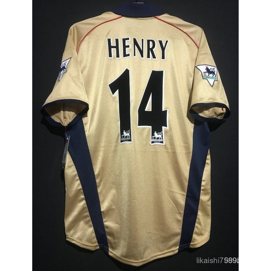 2001-02 Arsenal HENRY BERGKAMP Camisa de Futebol Retro de Alta ...