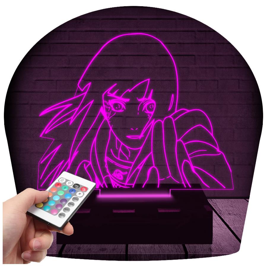 Luminária Led 3D Hinata Hyuga Naruto 16 Cores e Controle | Shopee Brasil