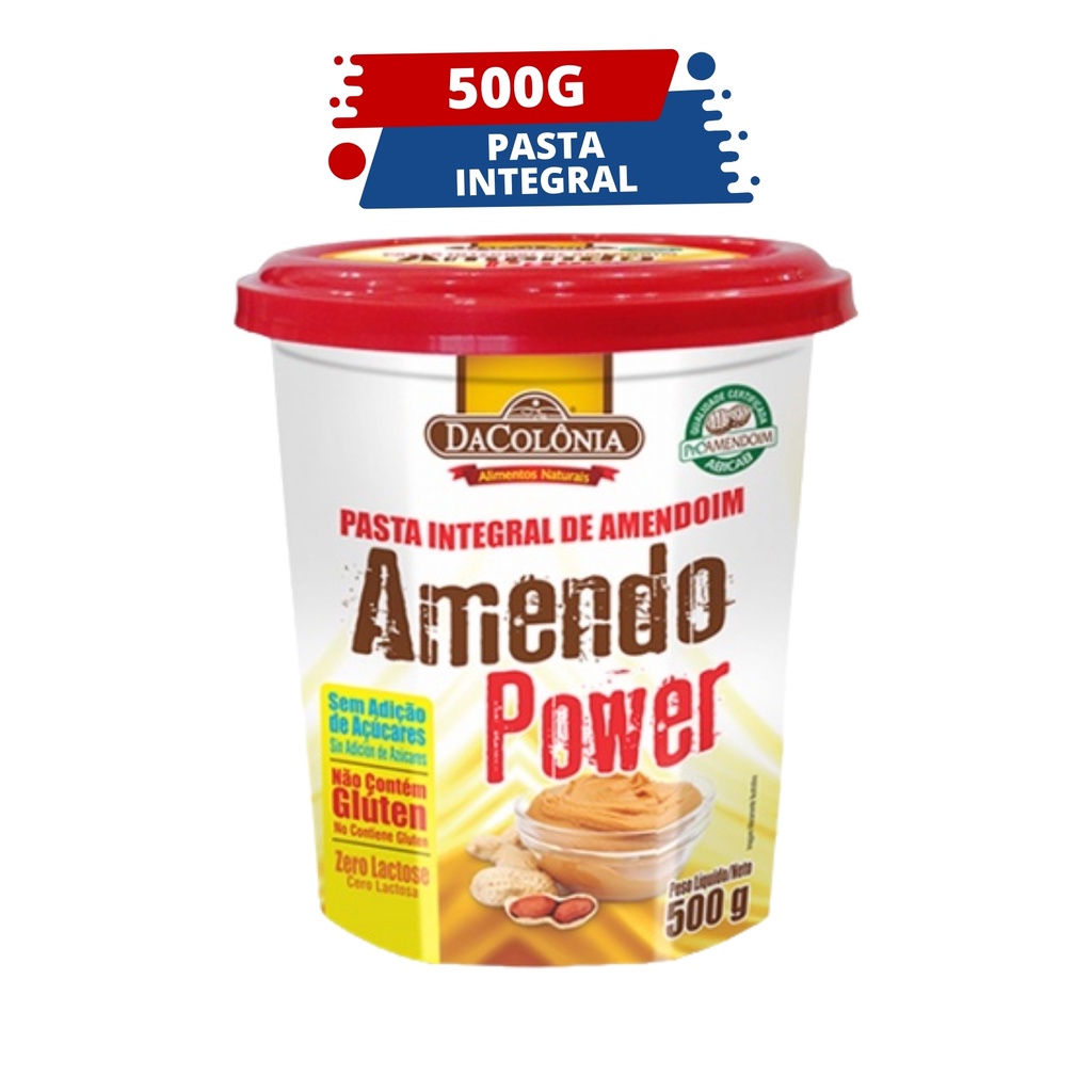 Pasta Integral de Amendoim Amendo Power Dacolônia - 500g | Shopee Brasil