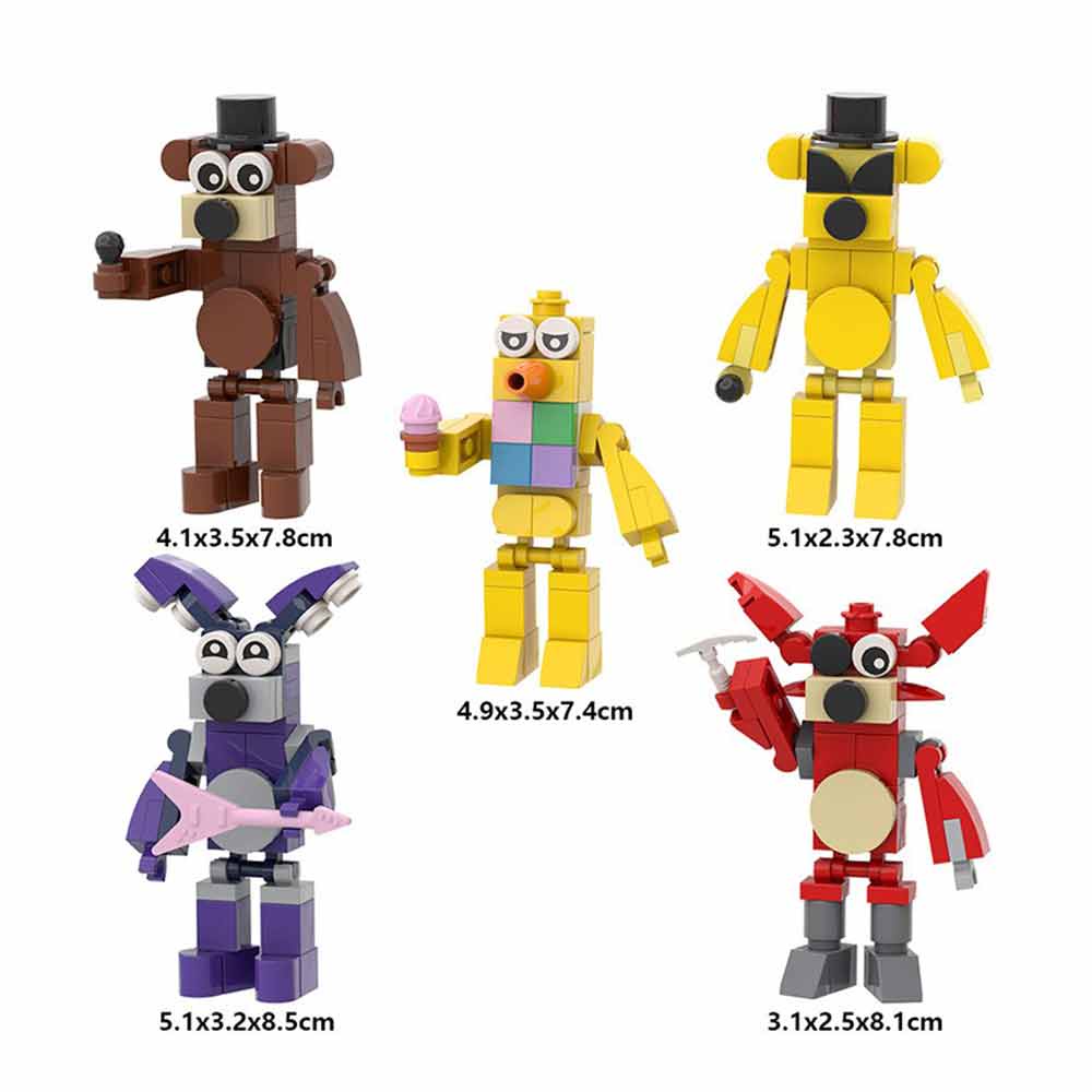 5 PCS MOC Five Nights At Freddy's FNAF Figures Toys Building Blocks Set ...