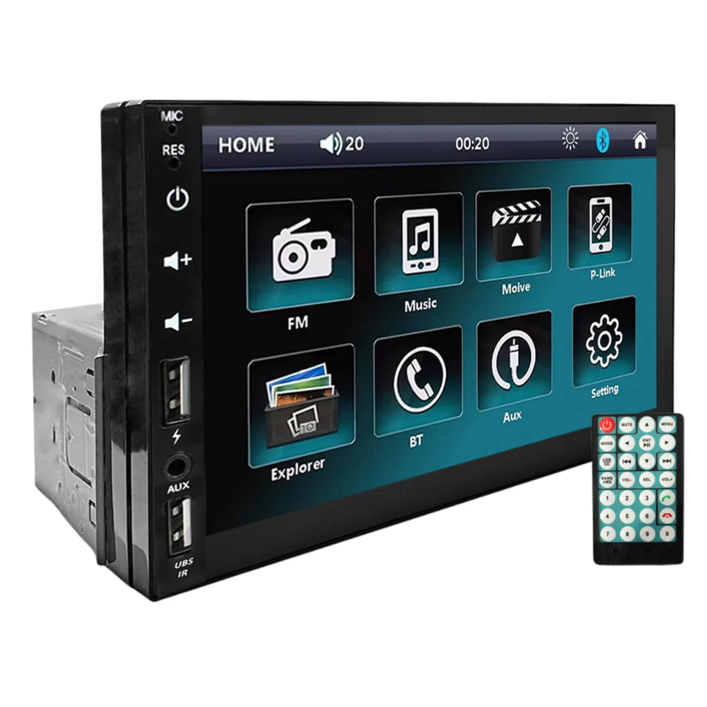 Central Multimídia 1 Din 7 Polegadas MP5 Bluetooth USB/AUX/TF Com Tela De Toque | Shopee Brasil