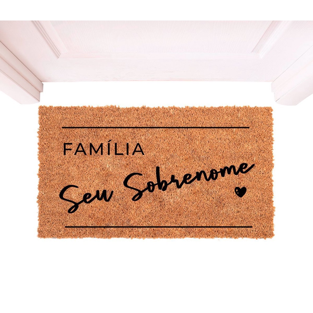 Capacho Personalizado Fibra de Coco Minha Família 50cm x 80cm Kapazi ...