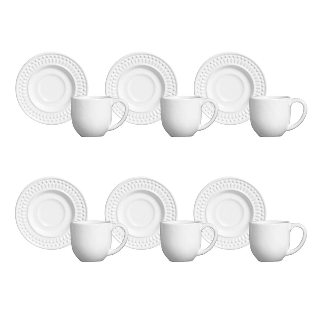 Jogo Xícara Café Píres Cerâmica Porto Roma Branca 72ml Kit 6 | Shopee Brasil