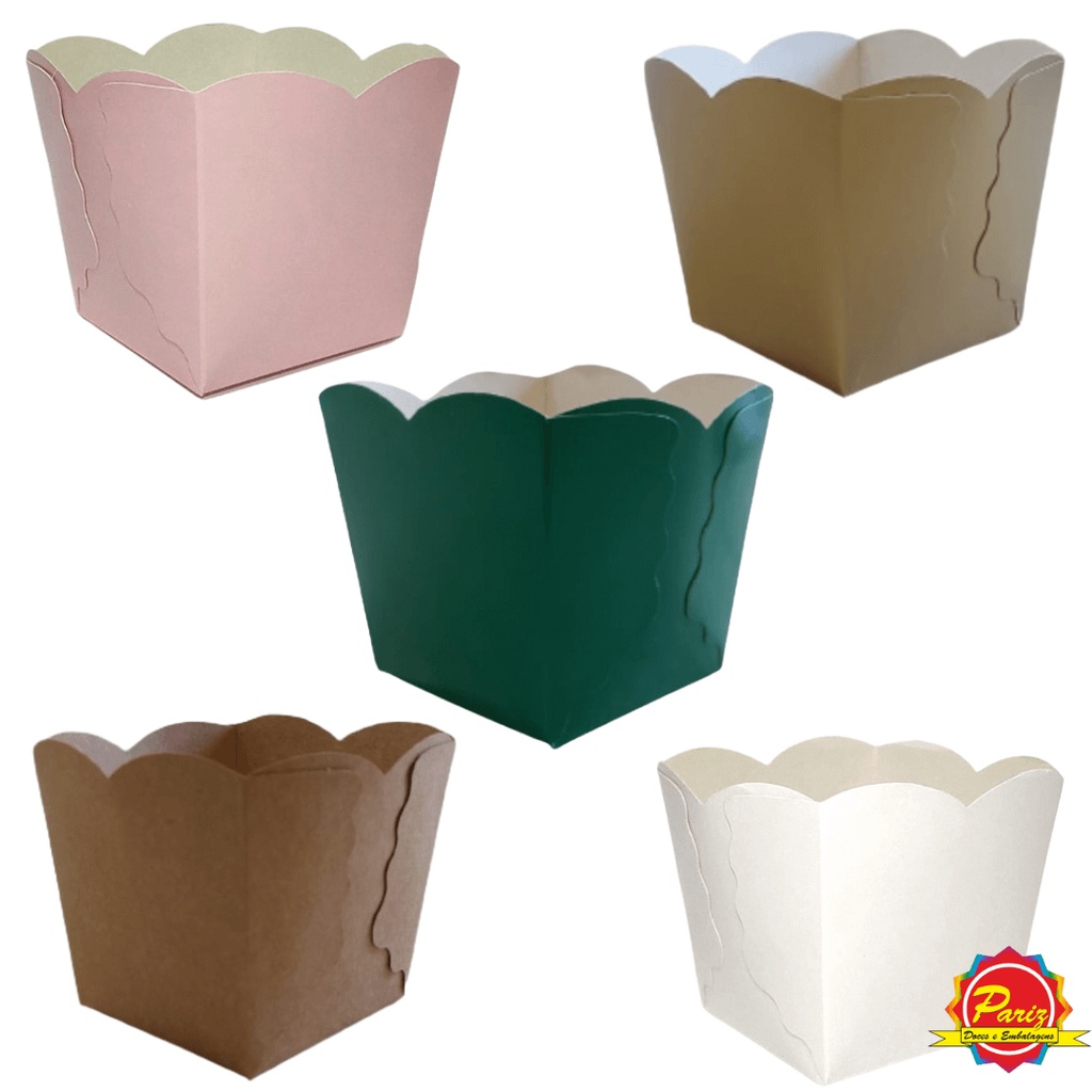 KIT 20 Cachepo Liso de Papel Cartão Diversas Cores Marques | Shopee Brasil